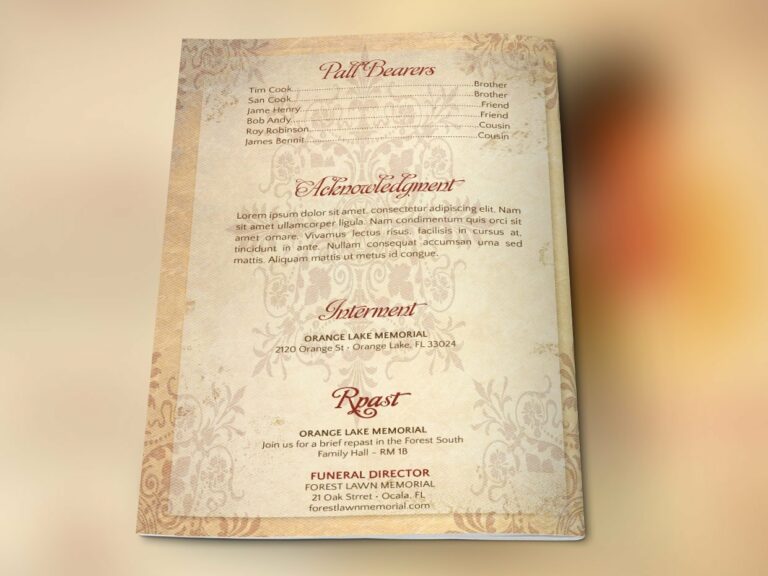 Victorian Funeral Program Template – MasterBundles