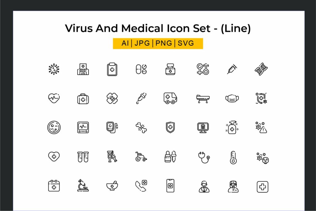 Virus and Medical Line Icon Set – MasterBundles