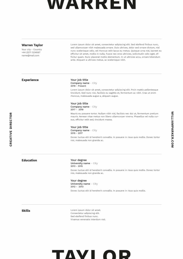 Warren | CV / resume template – MasterBundles