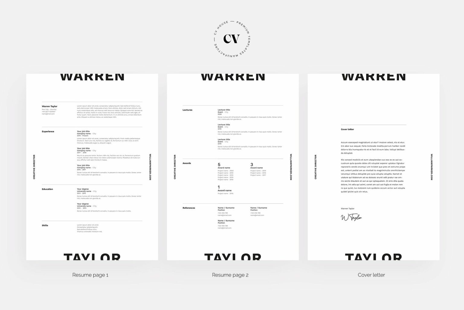 Warren | CV / resume template – MasterBundles