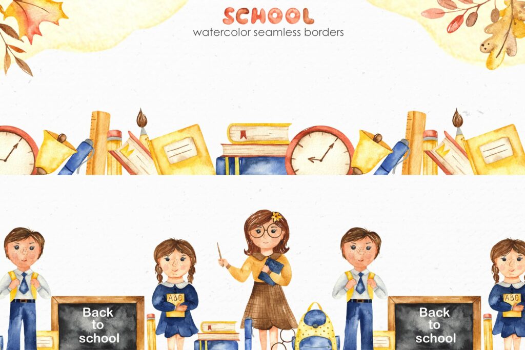 SCHOOL watercolor collection – MasterBundles