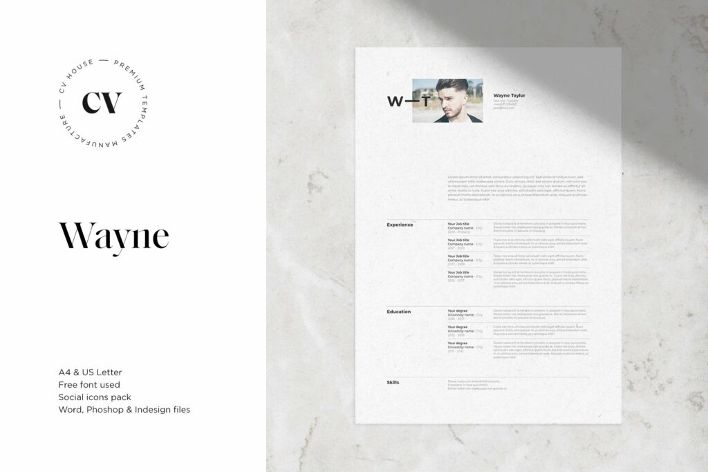 Wayne | CV / resume template – MasterBundles
