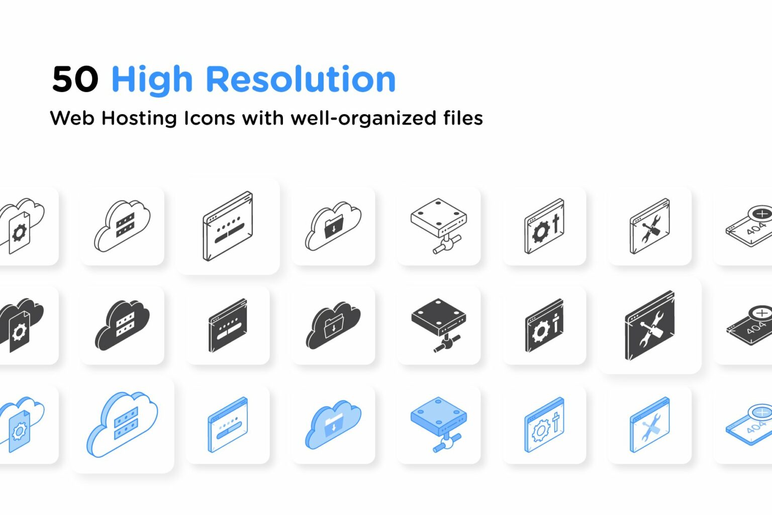 50 Web Hosting Icons – Vector Design – MasterBundles
