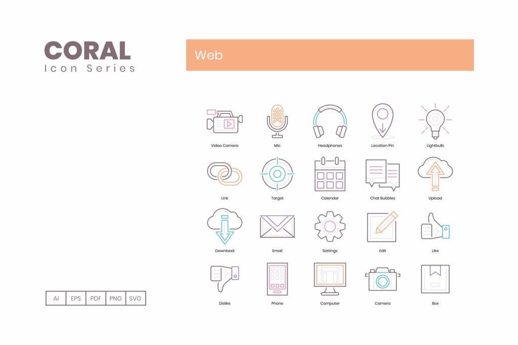 60 Web Icons - Coral Series – MasterBundles