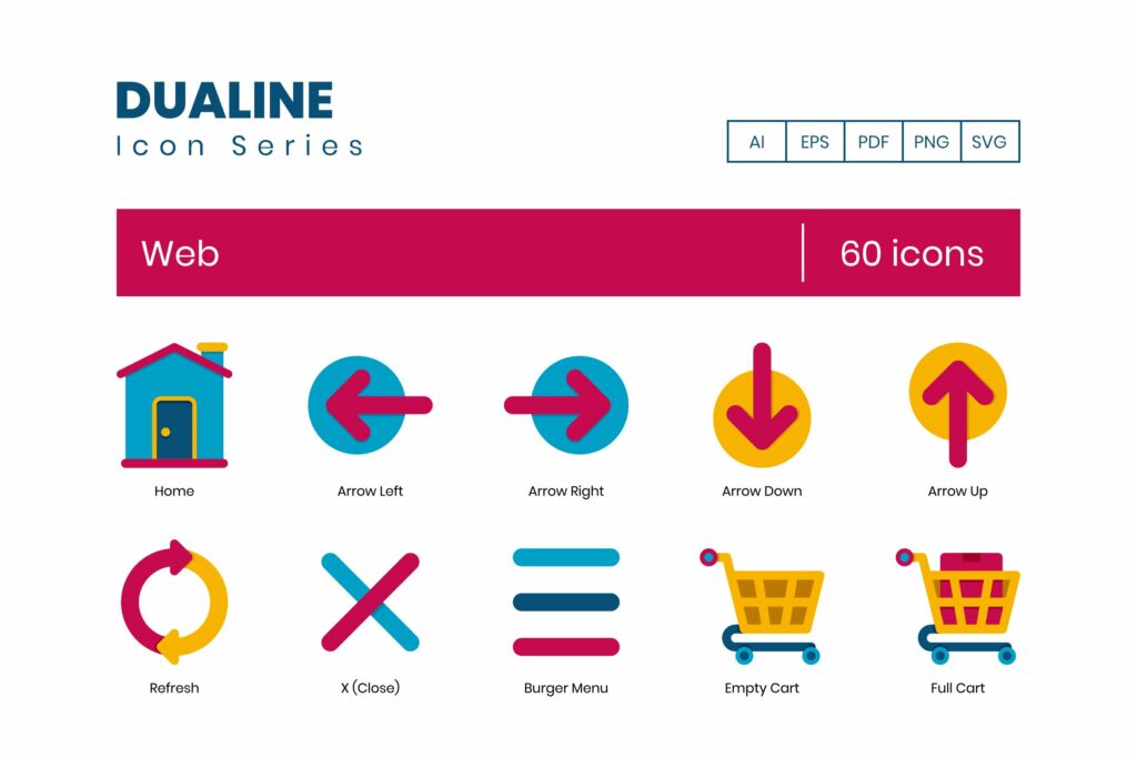 60 Web Icons | Dualine Flat – MasterBundles