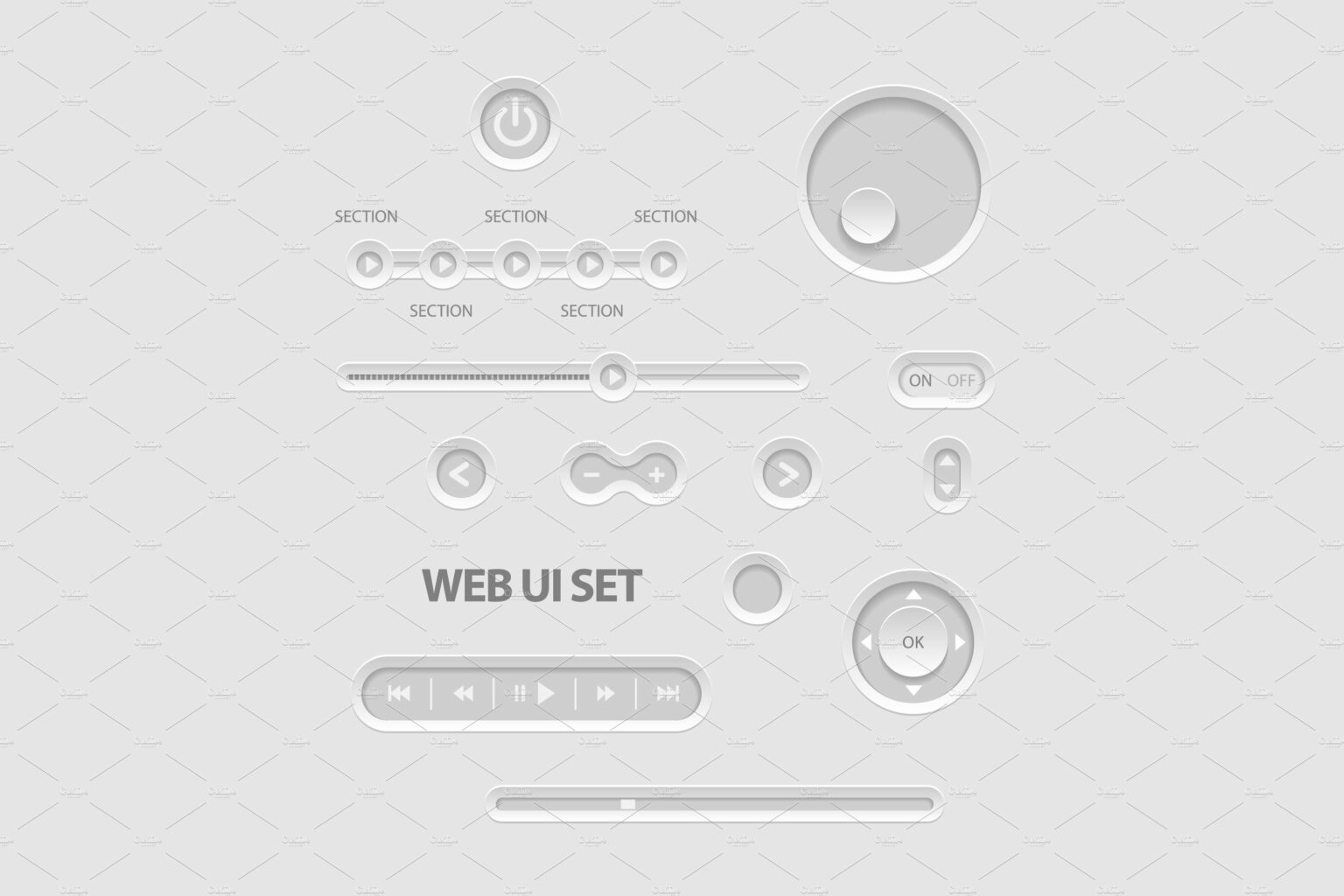 Light Web UI Elements. Buttons – MasterBundles