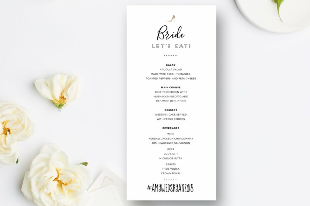 Editable Wedding Menu Templates – MasterBundles