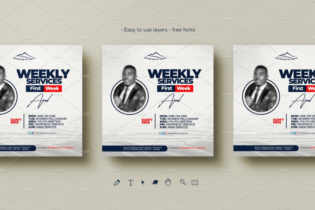 Church services flyer template – MasterBundles