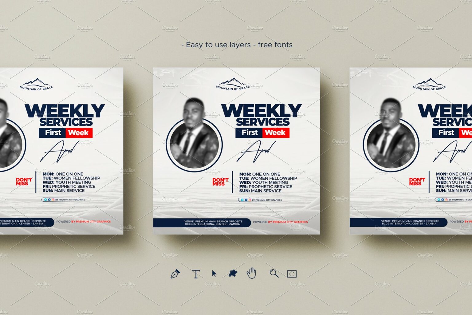 Church services flyer template – MasterBundles