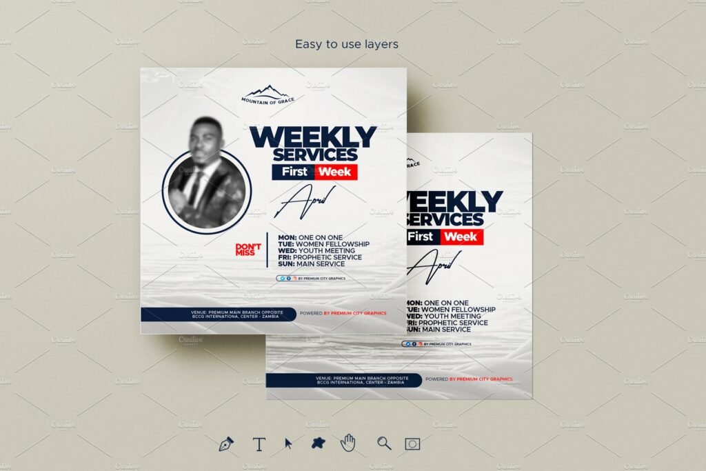 Church services flyer template – MasterBundles