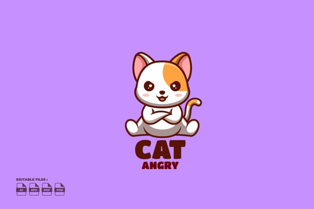 Angry White Cat Cute Mascot Logo – MasterBundles