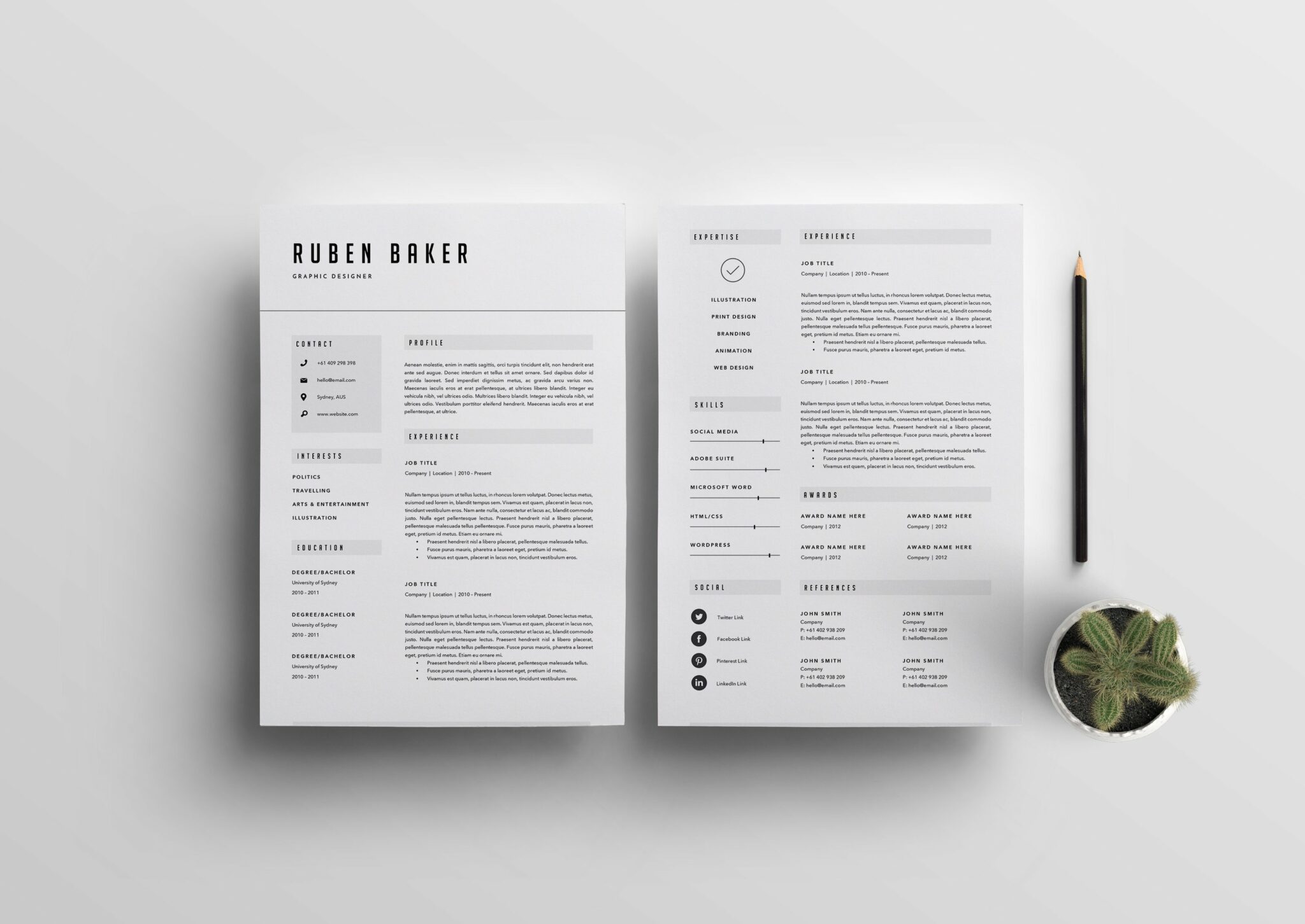 Resume Template 3 Page | CV Template – MasterBundles