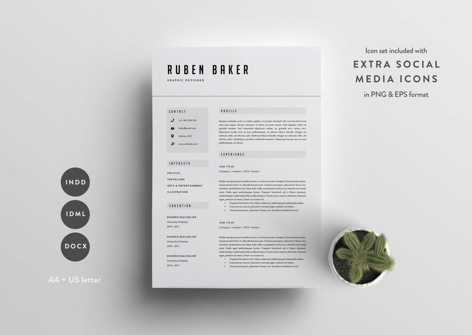 Resume Template 3 Page | CV Template – MasterBundles