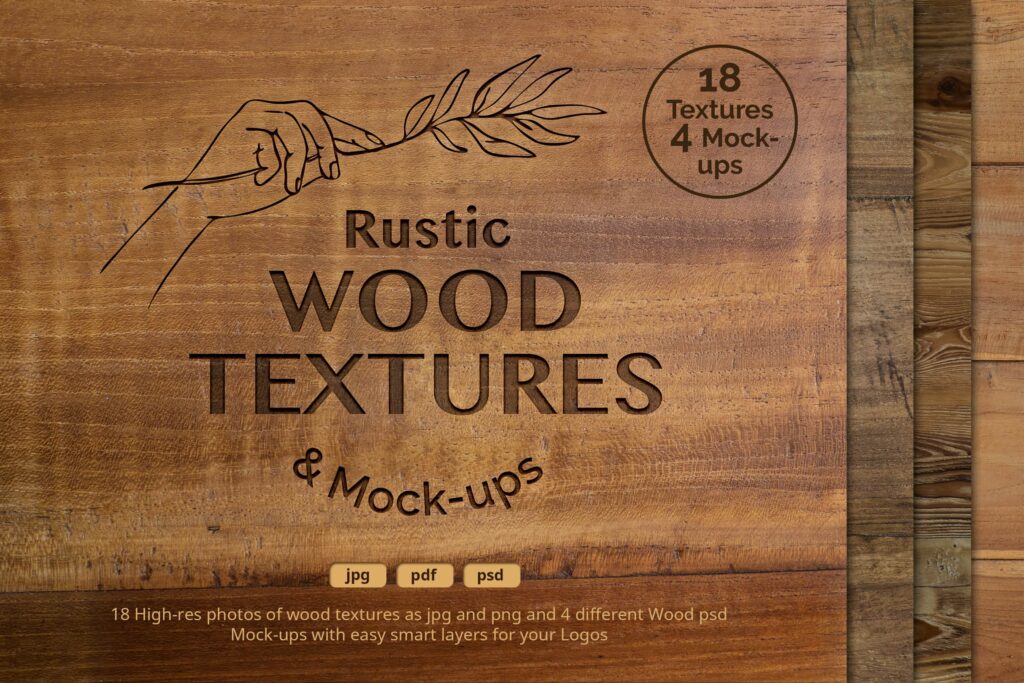 Engraved Wood Mock-ups & Textures – MasterBundles