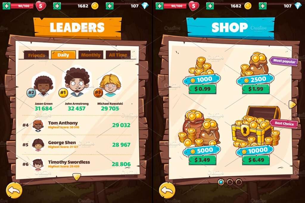 Wooden GUI for Mobile Game – MasterBundles