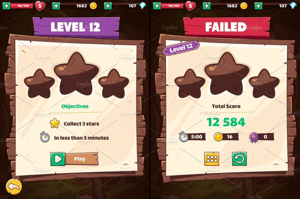 Wooden GUI for Mobile Game – MasterBundles