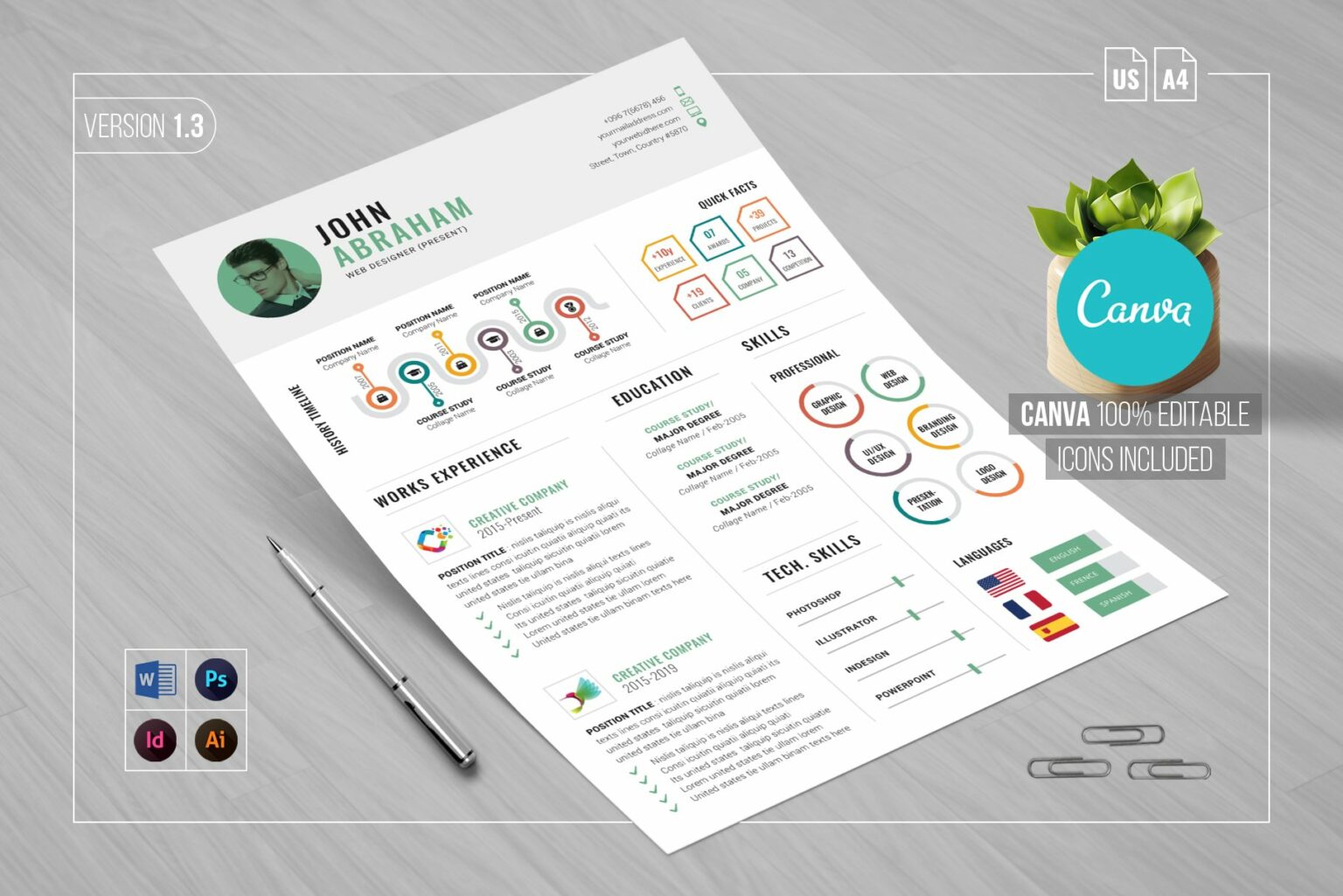 Info-graphic Resume/CV – MasterBundles