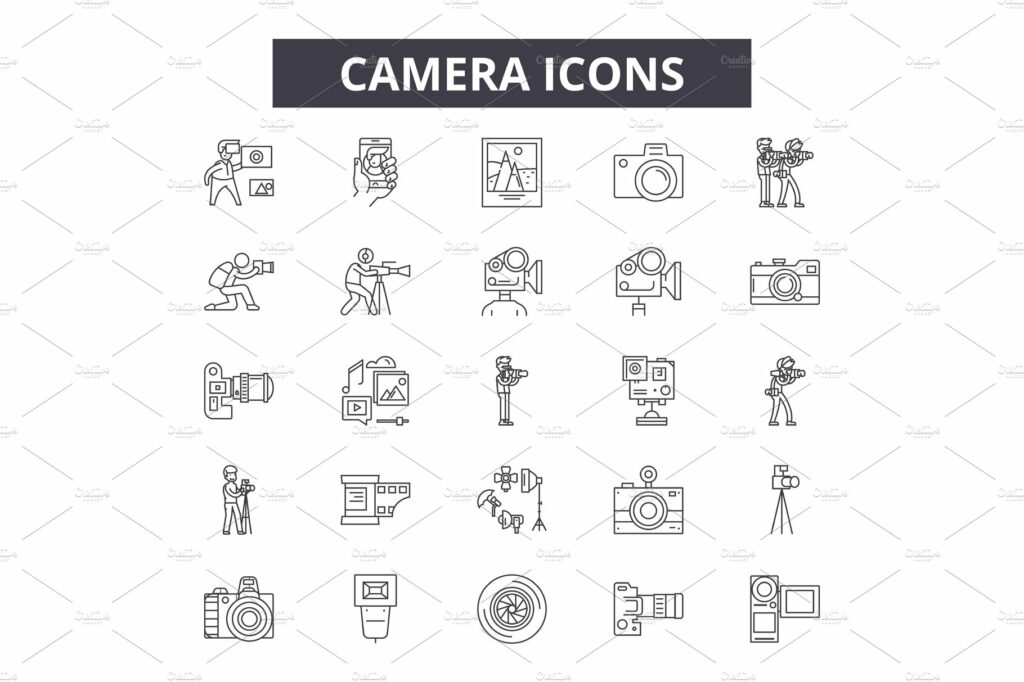 Camera line icons, signs set, vector – MasterBundles