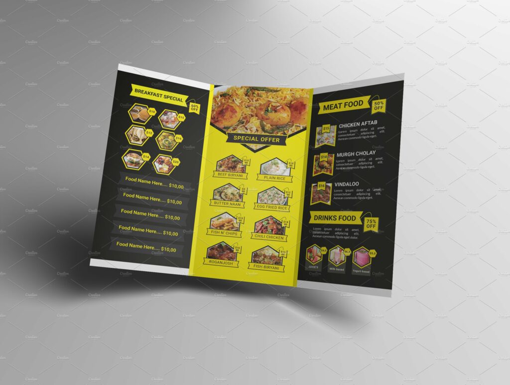 Restaurant Food Menu Tri Fold Design – MasterBundles