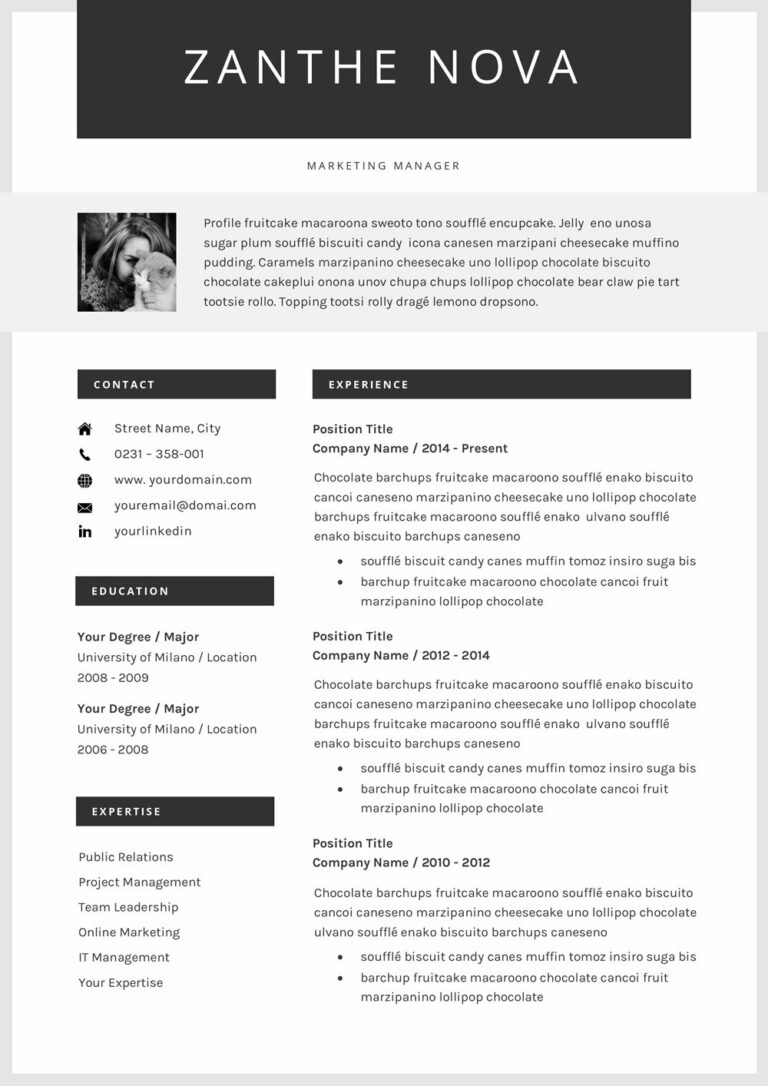 Creative Resume CV Template - ZN – MasterBundles