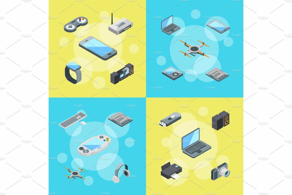 Vector isometric gadgets icons – MasterBundles