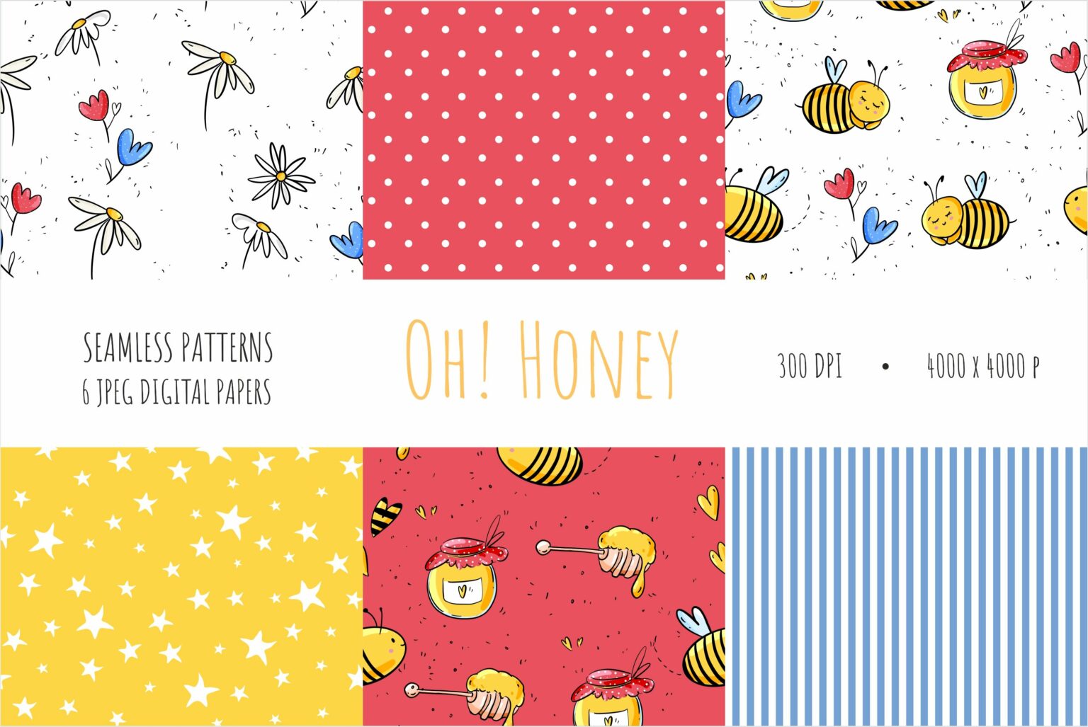 Bee Digital Paper Bee Pattern – MasterBundles