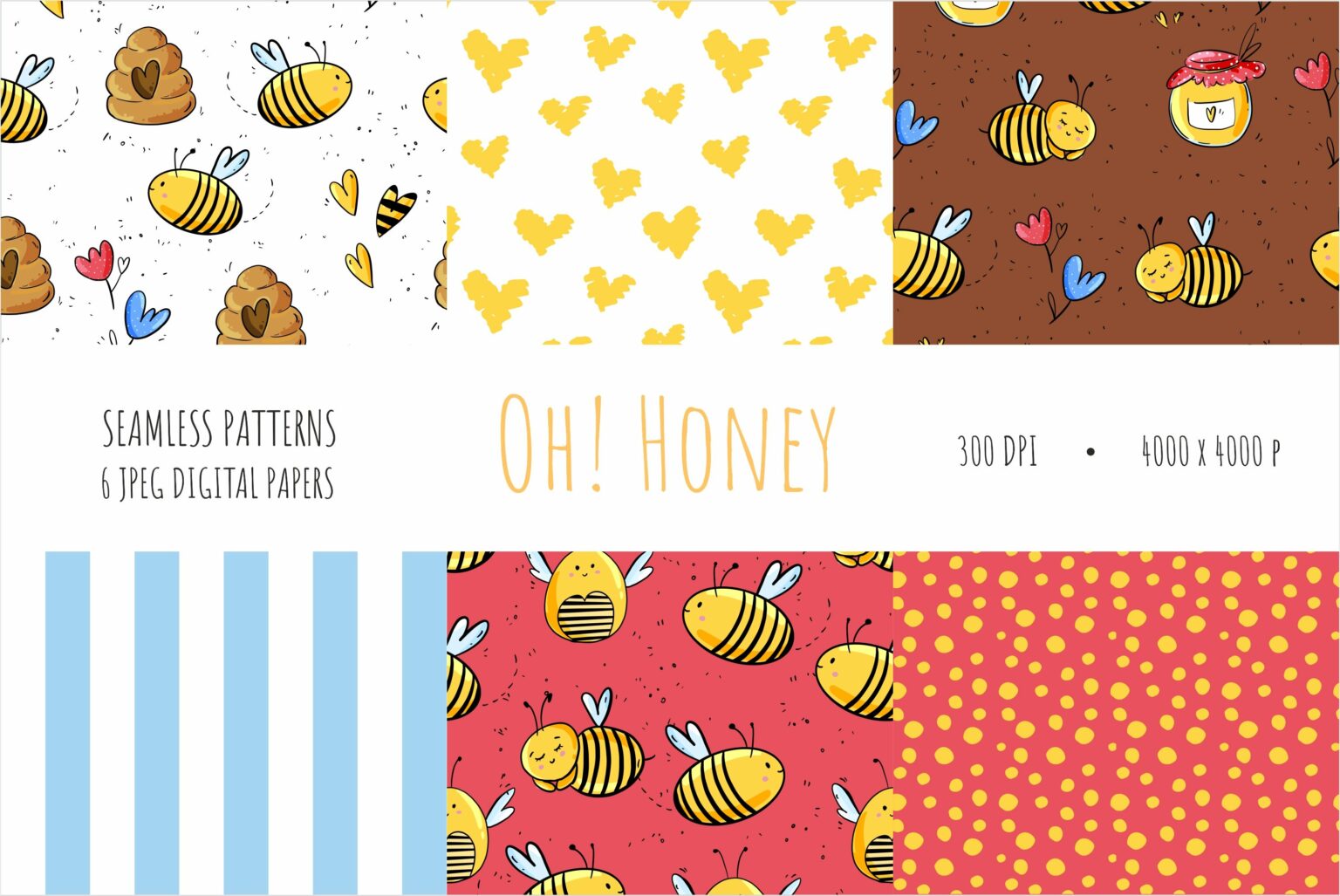 Bee Digital Paper Bee Pattern – MasterBundles