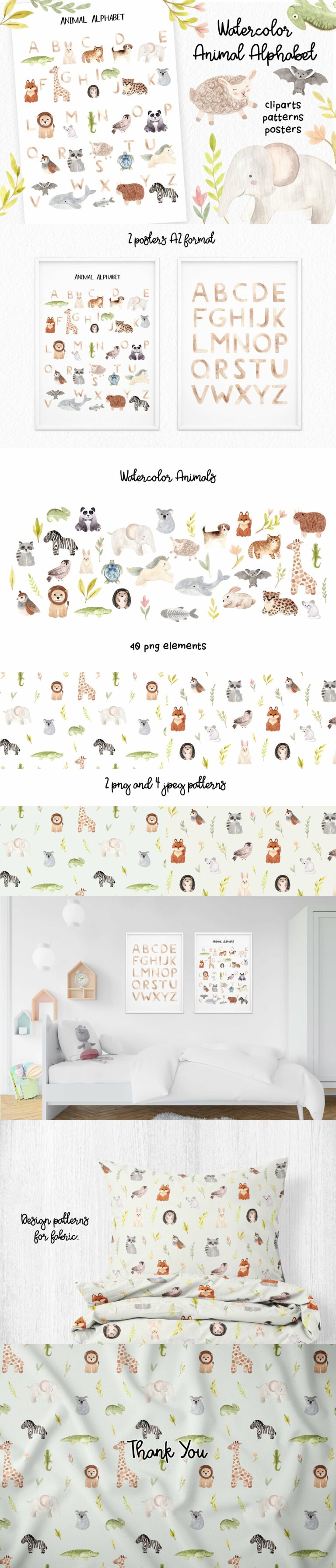 Watercolor Animal Alphabet. Cliparts – MasterBundles