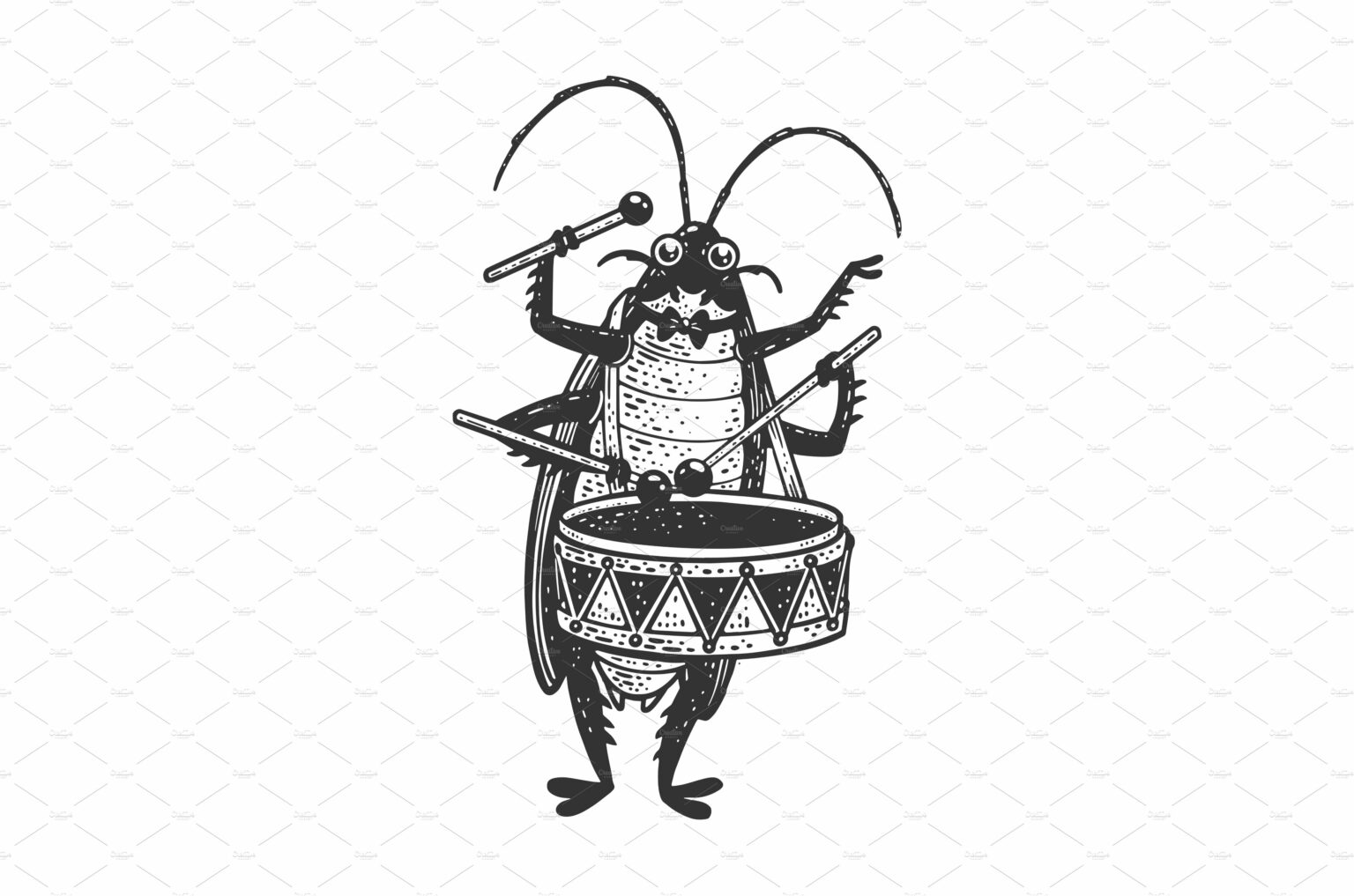 Cockroach drum sketch vector – MasterBundles