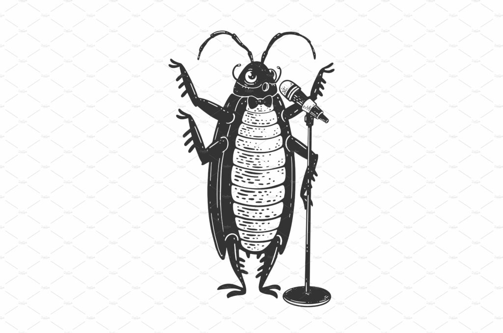 Cockroach singing sketch vector – MasterBundles