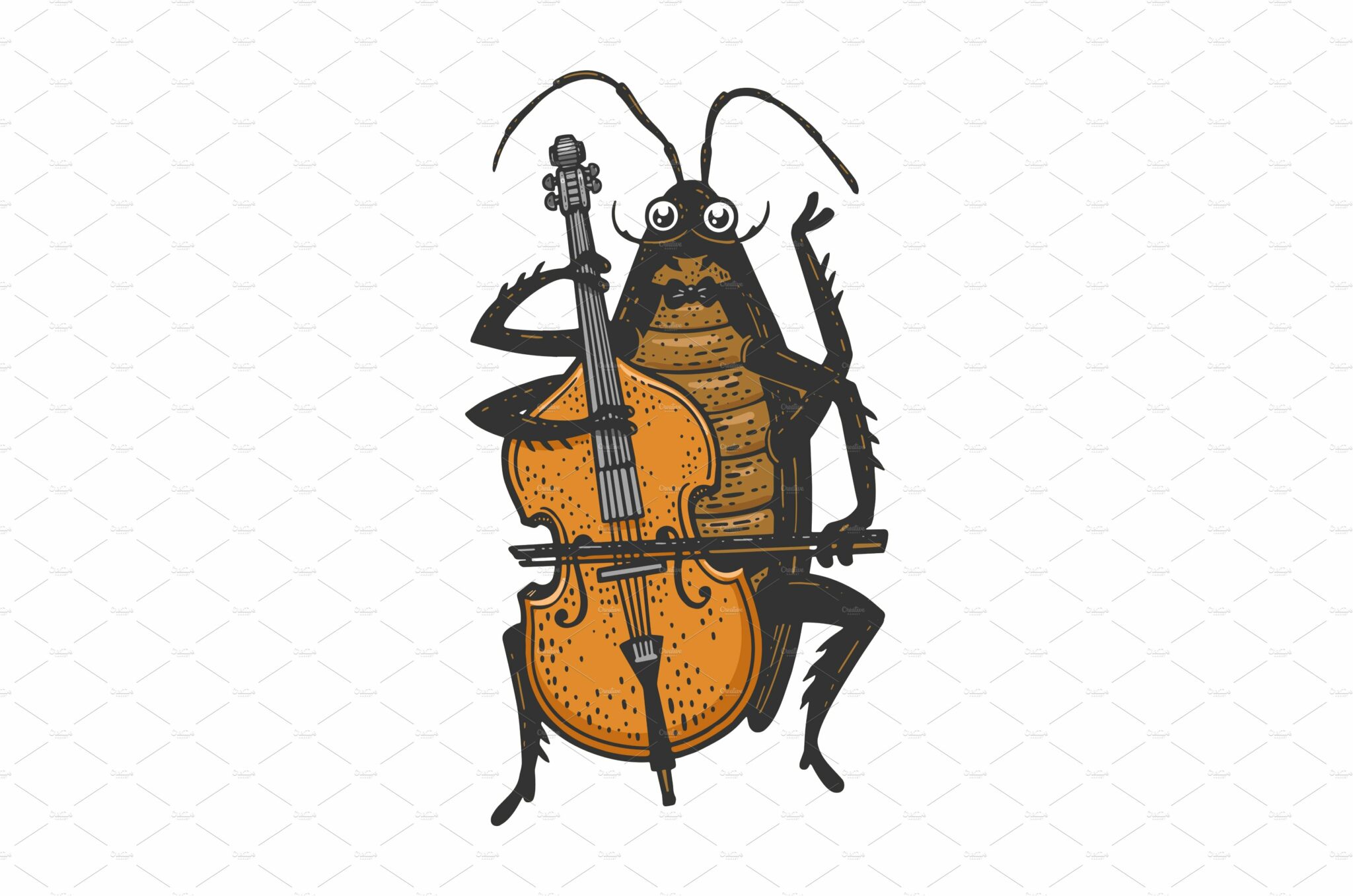 Cockroach double bass sketch vector – MasterBundles
