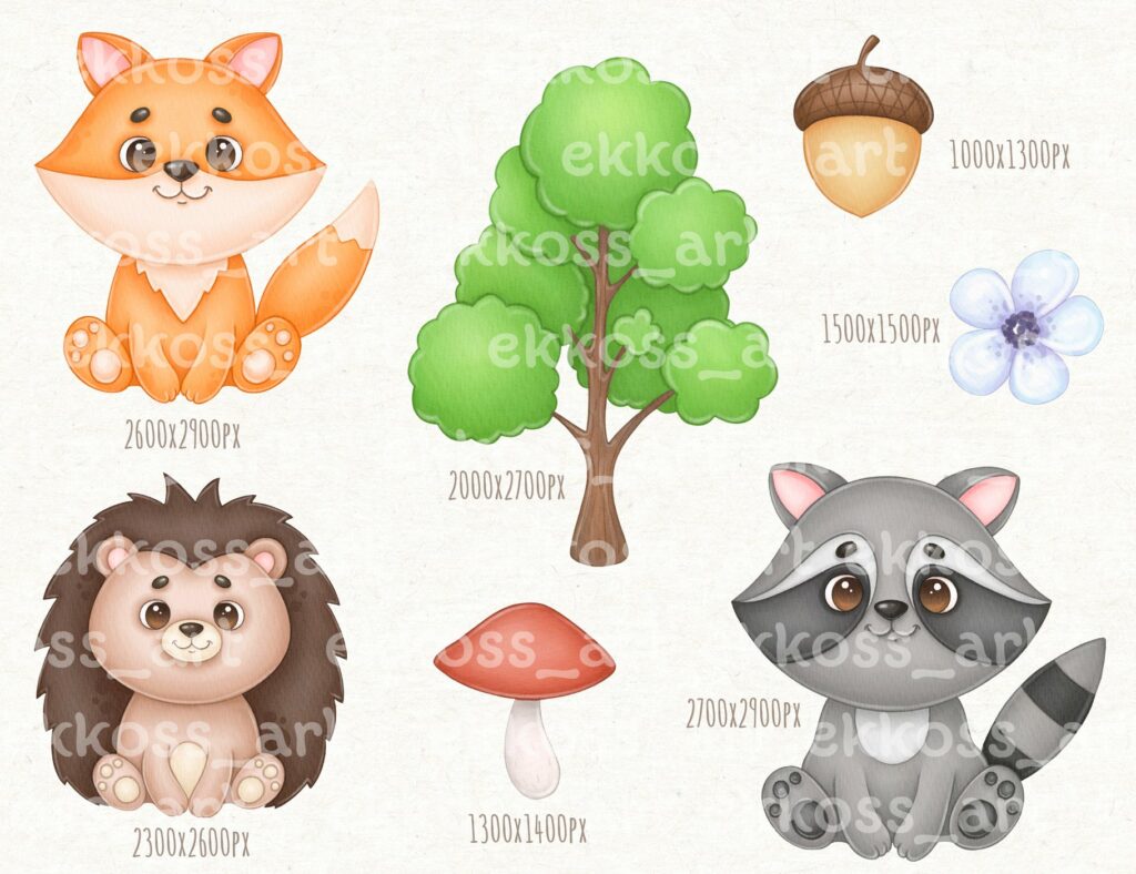 Watercolor Woodland Animals Clipart – MasterBundles