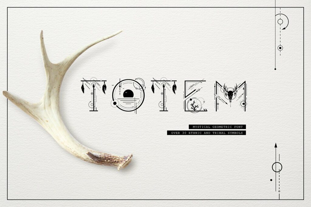 Totem. Mystical Font. Line Art Style – MasterBundles