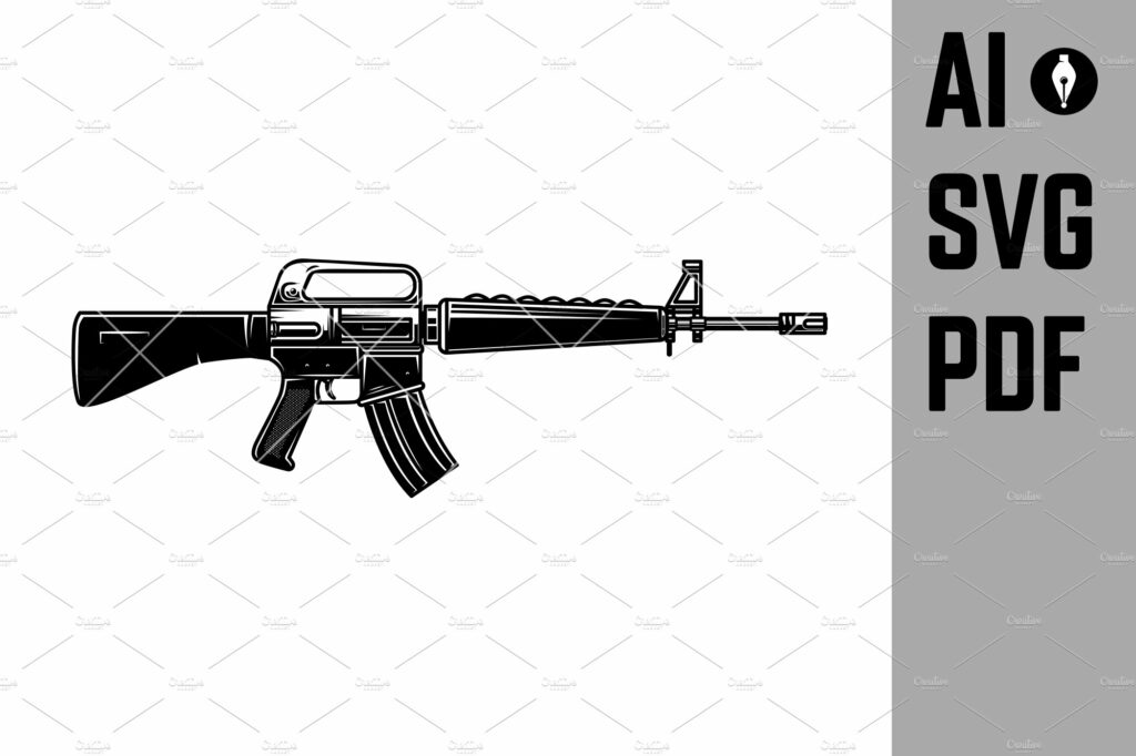 Assault rifle illustration. – MasterBundles