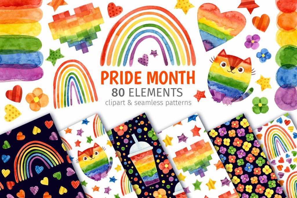 LGBT pride month clipart & patterns – MasterBundles