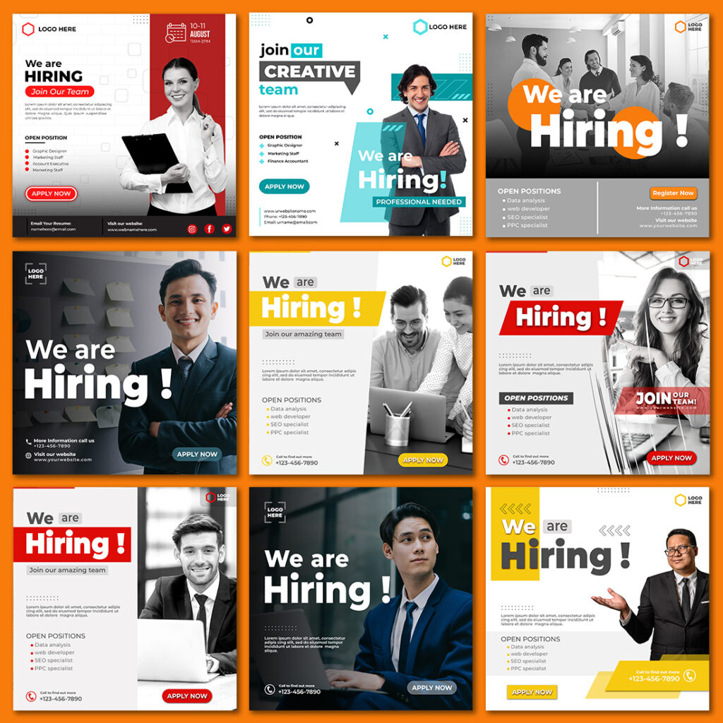 10 We Are Hiring Job Vacancy Social Media PSD Template - MasterBundles