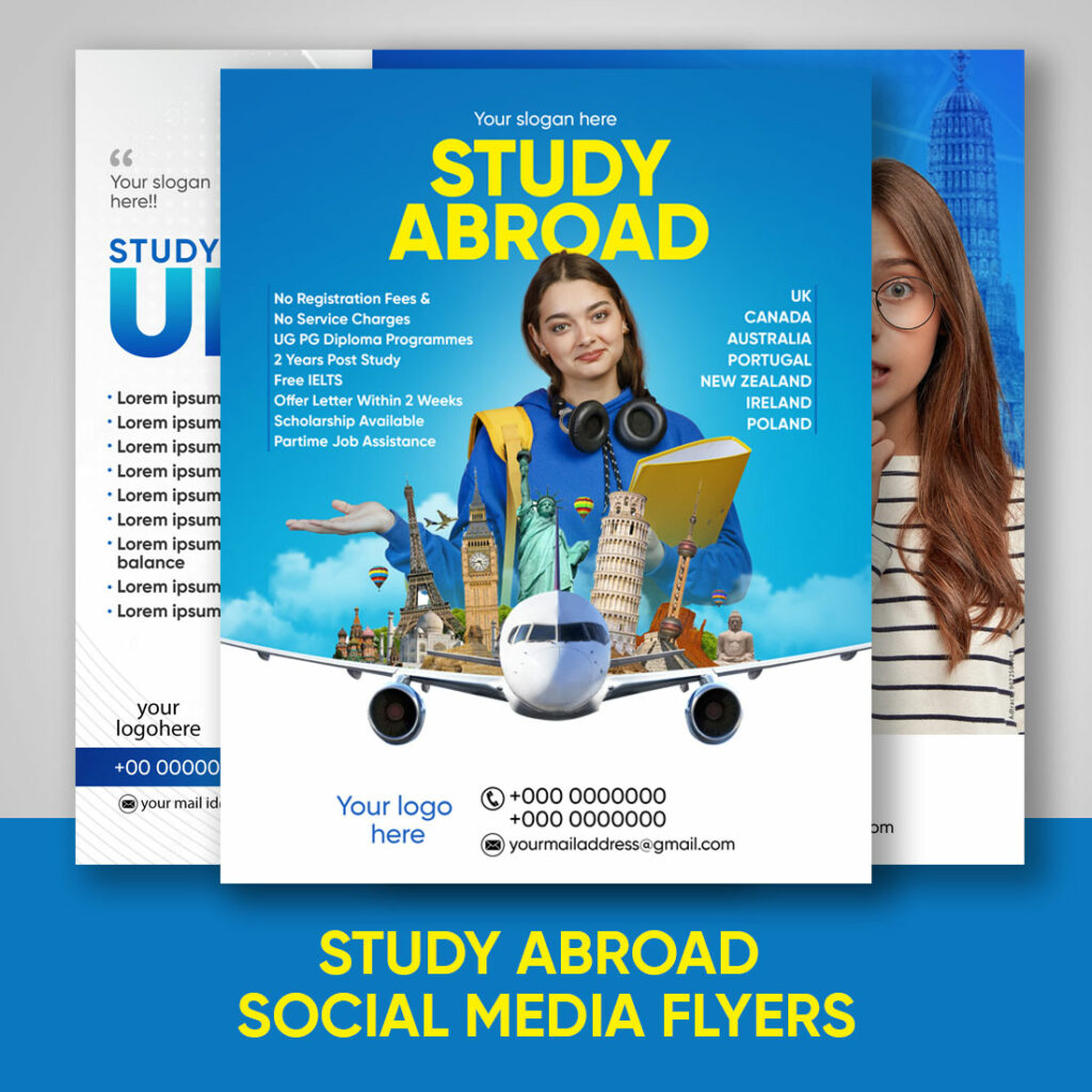 Social media flyers for education and study abroad - MasterBundles