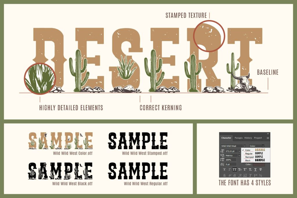 Wild Wild West. Color Font (4styles) – MasterBundles