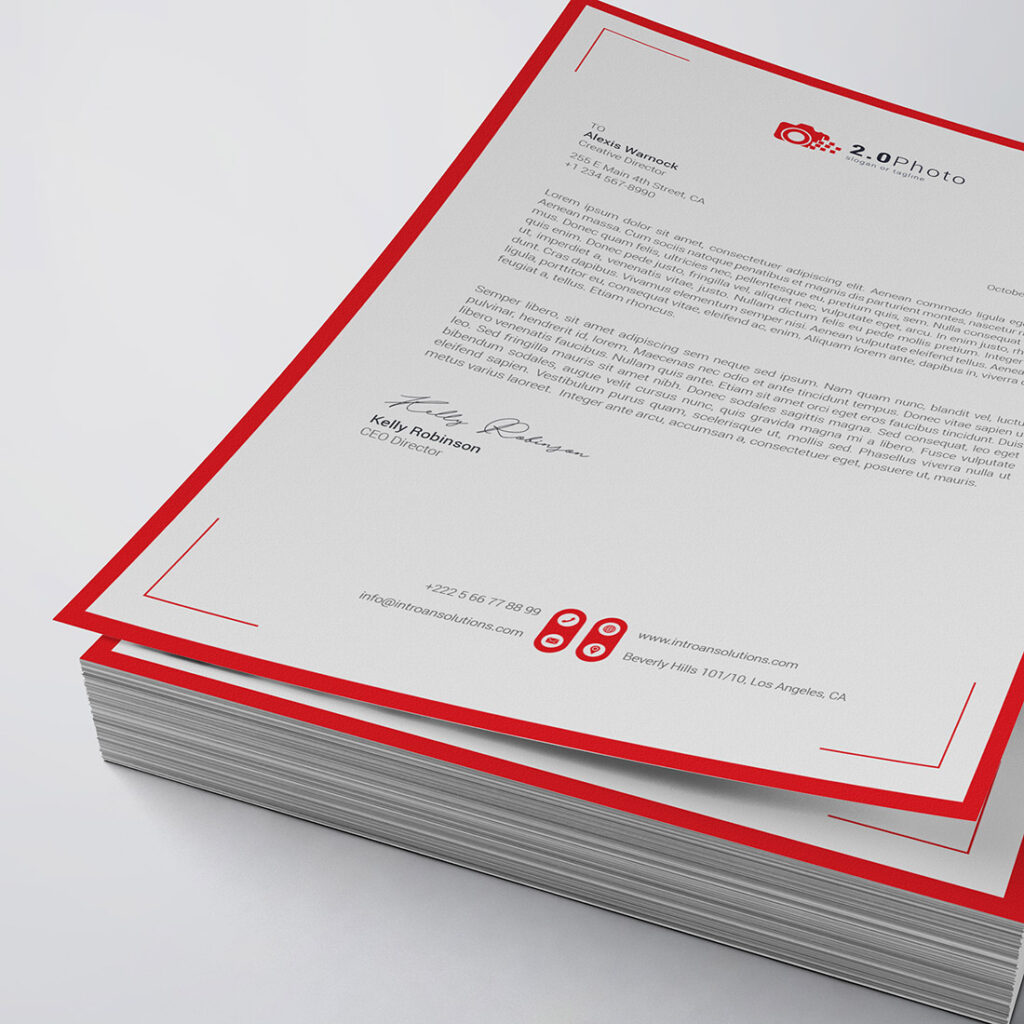 Photographer Letterhead Template - MasterBundles
