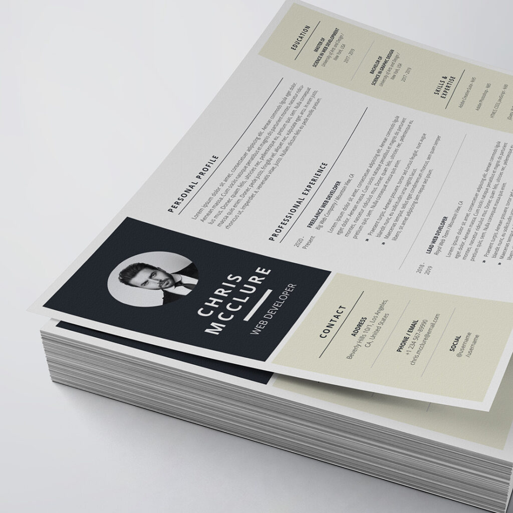 Landscape Resume/CV Template - MasterBundles