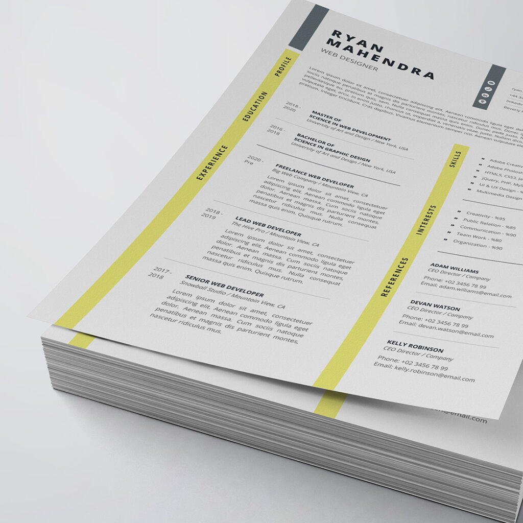 Clean Resume/CV Template - MasterBundles