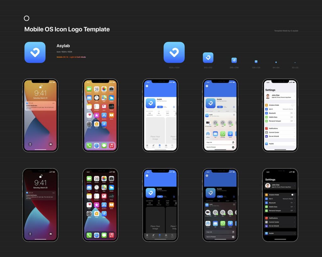 Mobile OS Icon Template Mockup - PSD – MasterBundles