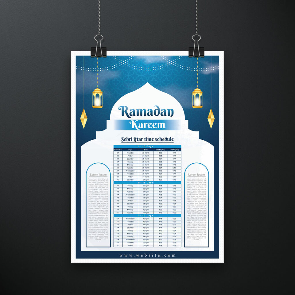 Realistic ramadan calendar template - MasterBundles