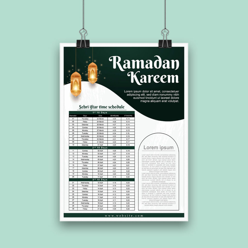 Realistic ramadan calendar template - MasterBundles