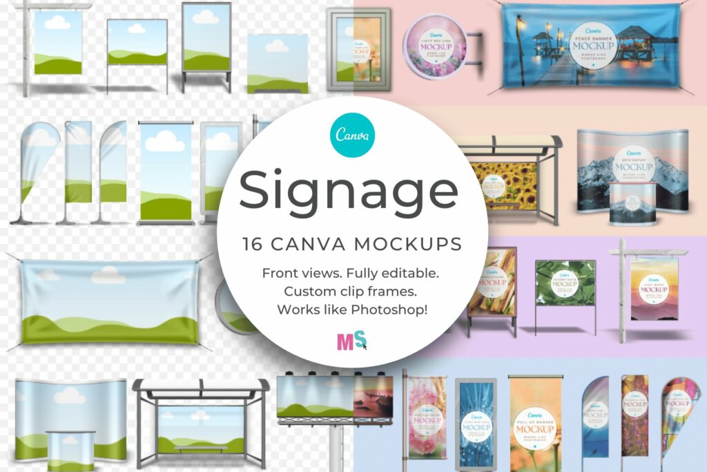 Signage Mockups for Canva – MasterBundles