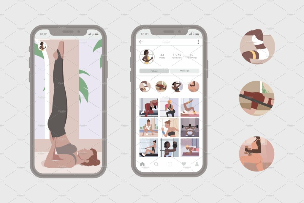 Fitness Girl Flat Illustrations Set – MasterBundles