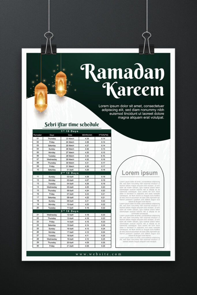 Realistic ramadan calendar template - MasterBundles