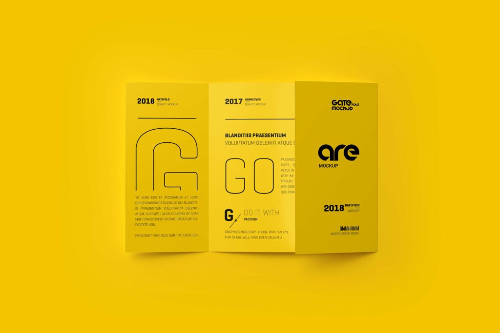 Square Gatefold Brochure Mockup – MasterBundles