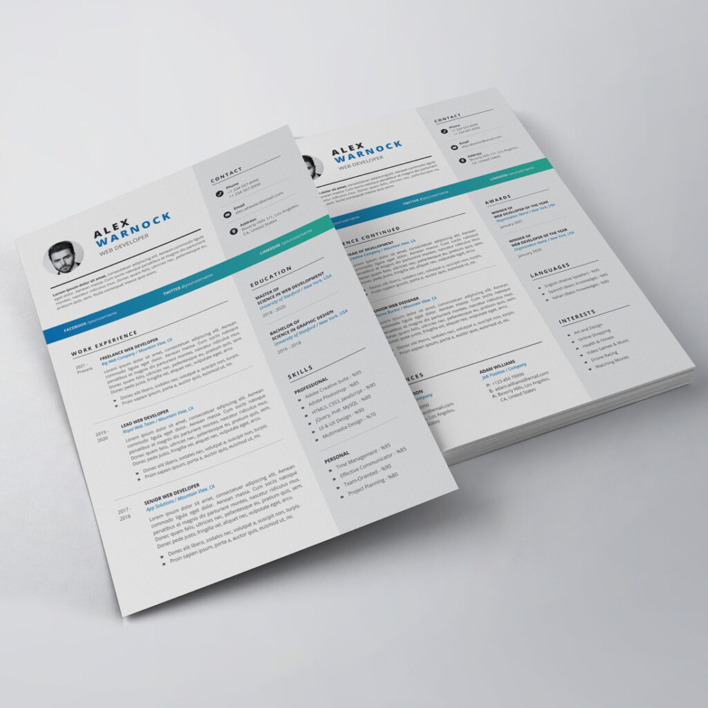 Professional Resume/CV Template - MasterBundles