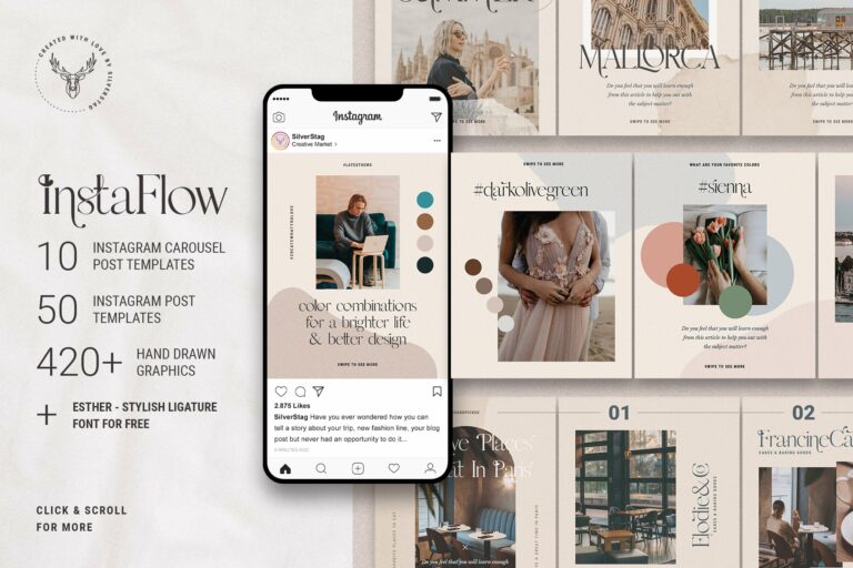 #InstaFlow Carousel Posts & Stories – MasterBundles